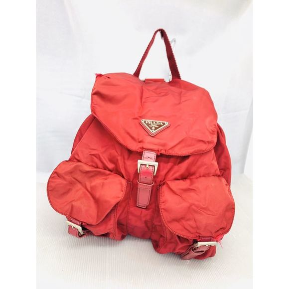 Prada | Bags | Prada Sport Red Nylon Logo Shoulder Rucksack Bag ...